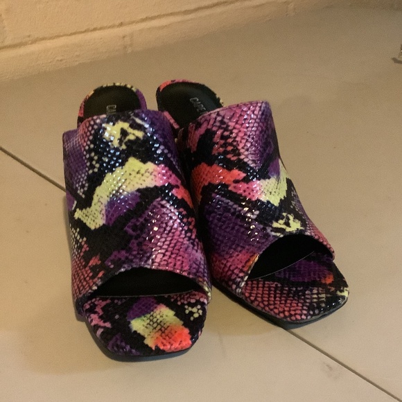 Shoes | Purple Animal Print Mule With Block Heel | Poshmark